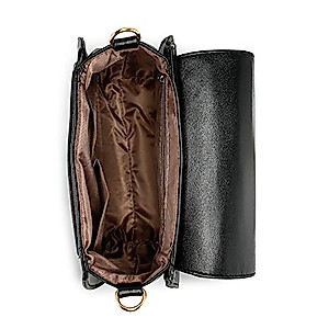 Oct17 Moon Luna Design Purse Kitty Cat satchel shoulder bag Designer Women Handbag Tote PU Leather Girls Teens School Sailer Style (Black)