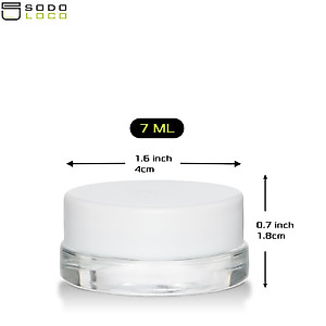 (90 Pack) 7ml Low Profile Thick Glass Jars with White Lids - Airtight Containers for Oil, Lip Balm, Wax, Cosmetics