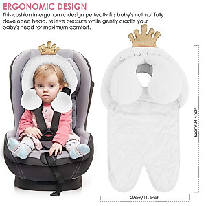 Infant Baby Head Support Pillow, Pink White Royal Princess, Toddler Breathable Head Neck and Body Support for Car Seats and Strollers