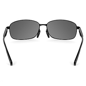 Atx Opitcal XXL extra large Rectangular Oversized Polarized Sunglasses for big wide heads 150mm metal frame (black, black)
