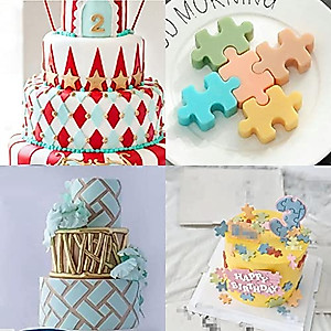 Hexagon Cookie Cutter-Square Fondant Cutters-Puzzle Fondant Cutters,Cake Mold Rhombus Fondant Cutters,Geometric Biscuit Cutters Football Fondant Impression Mat Cake Border Decorating Tool