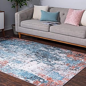 Rugs.com Leipzig Collection Round Rug – 7 Ft Round Multi Low-Pile Rug Perfect for Kitchens, Dining Rooms