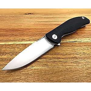 IVTT Survival Outdoor Folding Knife, EDC Multi Tool, Stainless Steel Blade with Satin Polished, G10 Handle, Bearing System, Good for Paring, Camping, Hiking, Cycling(Black)