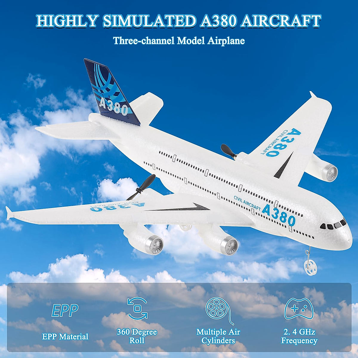 Fistone Remote Control Airplane, RC Plane Ready to Fly, 2.4G 3 Channel RC Aircraft Builted in 6-Axis Gyro, Durable EPP Foam RC Plane, Easy to Fly RC Fighter for Beginner Kids Adults