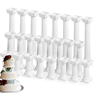 24 Pcs 3 Size Fondant Cakes Tier Separator Support Stand Roman Column Cake Tiered Stands Multilayer Cake Pillars Oman Column Wedding Cake Decoration Support Tool Sets for Wedding Cupcake Display