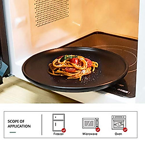 BonNoces Matte Black Porcelain Dinner Plate, 10-Inch Large Elegant Round Serving Plate Set Perfect for Steak, Pasta, Dessert and Salad, Set of 4