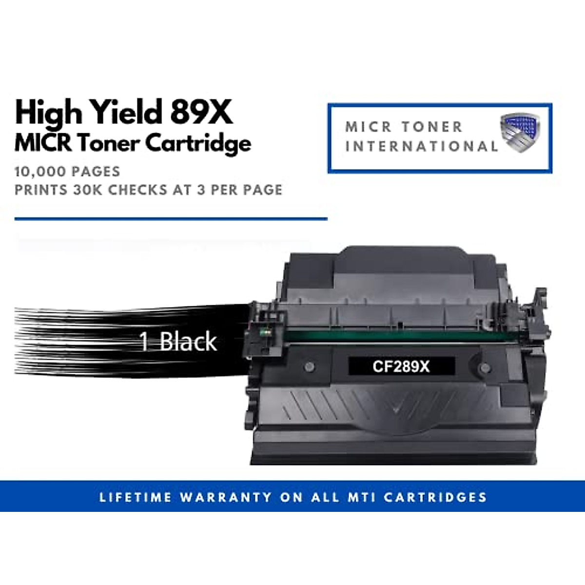 MTI 89X MICR High Yield Replacement for HP 89X CF289X | HP Enterprise M507dn M507n M507x M507dng MFP M528dn M528c M528f M528z | 89A CF289A USA Remanufactured Check Printer Ink (with Bypass Chip)