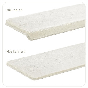PURE ERA Carpet Stair Treads Ultra Plush 9.5" X 30"Soft Bullnose Indoor Stair Protectors Pet-Friendly Non-Slip Skid Resistant Tape Free Washable Reusable(2 Pieces,White)