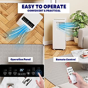 Acekool 8000BTU Portable Air Conditioner, Portable AC Unit with Remote Control, Energy-Efficient Cooling for 350 Sq.ft Spaces, 3-In-1 Cool, Fan, Dehumidify Modes, Portable AC for bedroom room indoor