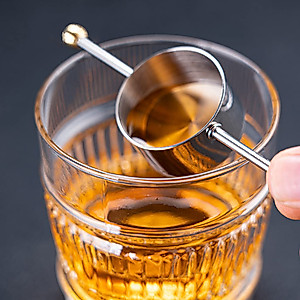 Stainless Steel Bar Jigger with Handle Measuring Tool for Whiskey Cocktail Tequila Liquor Barware 2 pcs (Silver)