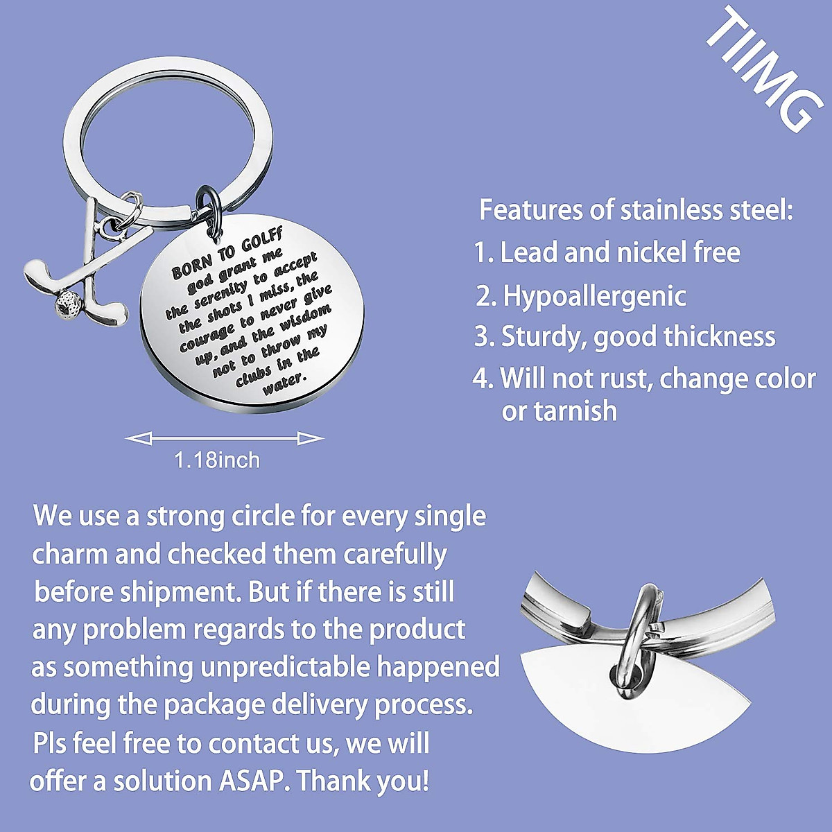 TIIMG Funny Golf Gift Golfer Gift Golfing Keychain Gift for Dad Grandpa Husband Boyfriend Golf Lover Gift Golf Cart Keychain