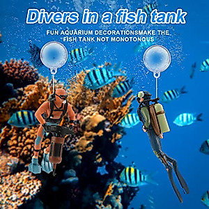 TOYMIS 2 Pack Fish Tank Decorations, Floating Aquarium Accessories Aquarium Ornaments Fish Tank Fish Tank Diver Aquarium Diver Ornament (Orange, Blue)