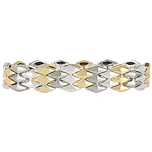 NINE WEST Boxed Geometric Stretch Bracelet, Silver/Gold/Hematite Tri-Tone