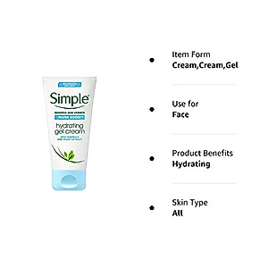 Simple Water Boost Hydrating Gel Cream, Face Moisturizer, 1.7 oz