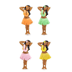 NPW Buddies Hula Girls (4 Pack) Drink Charm, Multi