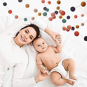 Glaciart One Felt Ball Garland - Pom Pom Garland - 12 Feet, 40 Balls, 6 Arizona Colors, Pom Pom Decorations, Nursery Decor, Bunting, Birthday Party Decorations, Easter, Photo Prop