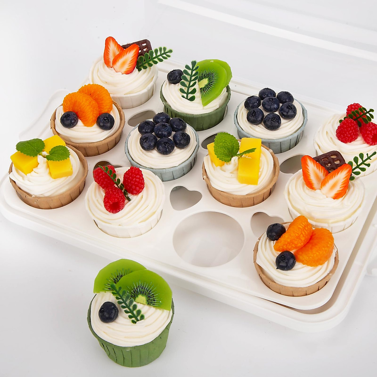 VGOODALL Cake Carrier with Lid, Cake Holder Cupcake Container for 12 Cupcakes 2 in 1 Portable Dessert Container for Cake Pie Muffin Cobbler