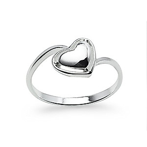 Sterling Silver Curved Heart Promise Band Ring Women Teens Size 6