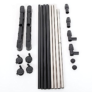 Guangshuohui Clothes Garment Rack, Clothing Rolling Rack on Wheels and Bottom Shelves, Black & Silver (A)