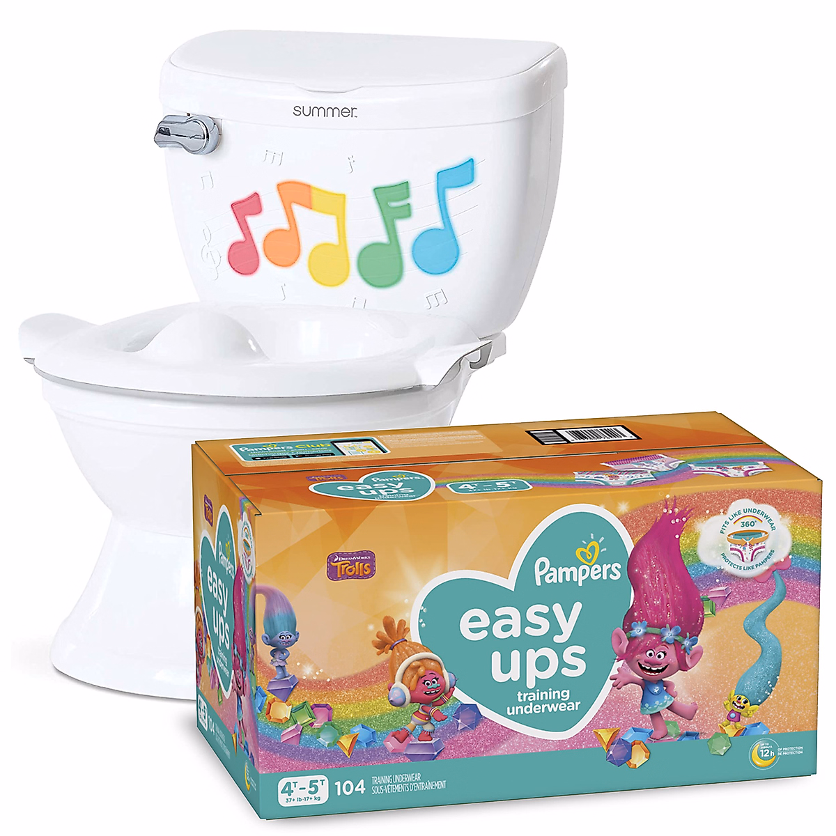 Potty Training Seat Starter Kit—My Size Potty Lights & Songs Transitions and Pampers Easy Ups 4T-5T Potty Training Underwear for Girls and Boys, Size 6, 104 Count (Packaging May Vary)