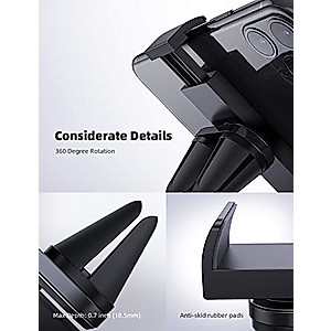 Lamicall Car Vent Phone Mount - Air Vent Clip Holder, Universal Stand Hands Free Cradle Compatible with Cell Phone 14 13 12 Mini 11 Pro Xs Max Xr X 8 7 6 6s Plus SE Smartphones Black