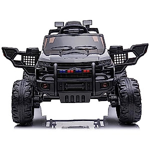 Dakott Chevy Silverado Z71 Trail Boss Monster Truck Four Powerful Motors 12V 4x4 Big Wheels Ride On Monster Truck for Kids.,Black