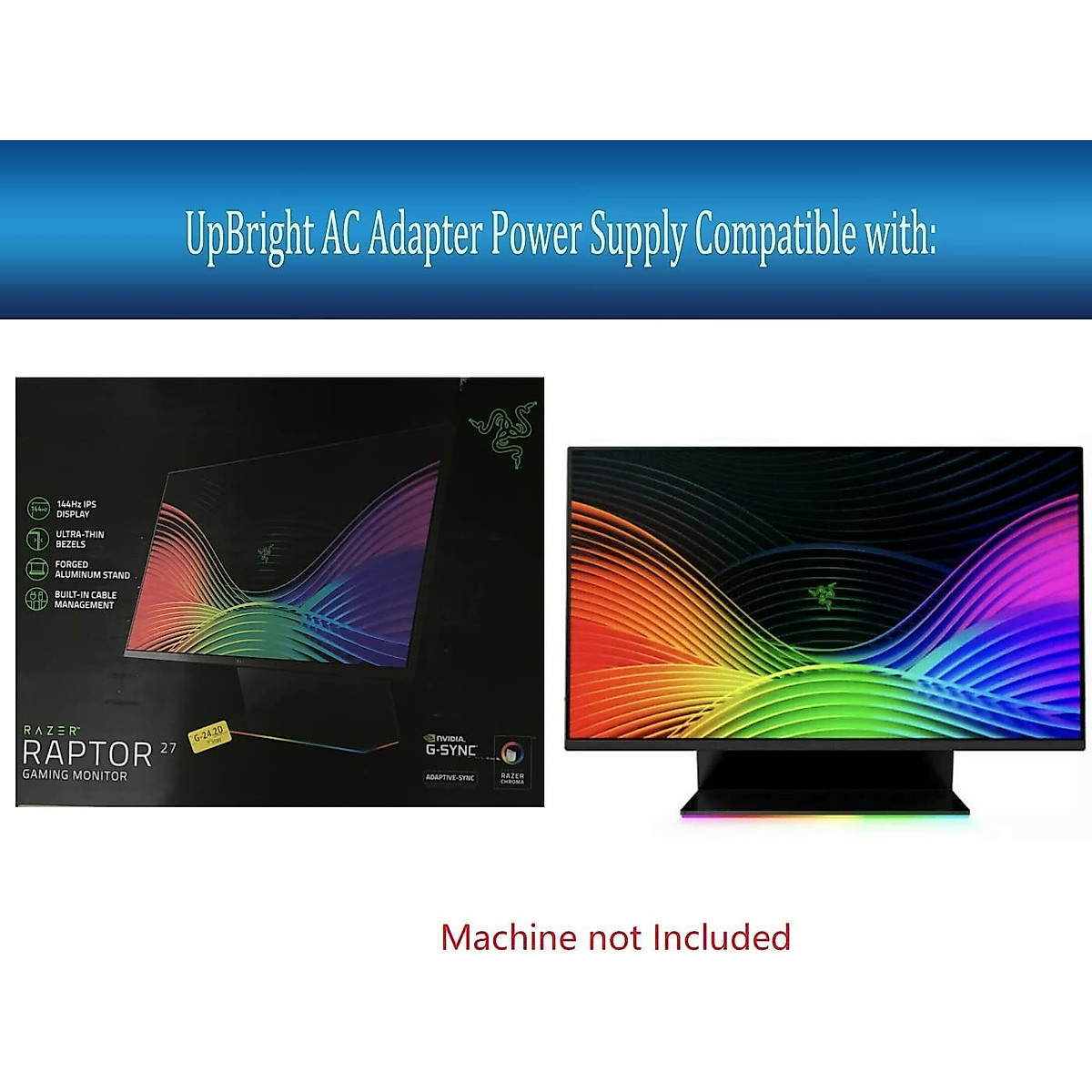 UpBright 19V AC/DC Adapter Compatible with Razer Raptor RZ39-0350 RZ39-0276 27 inch RZ39-02760100 Widescreen 1440P Gaming Monitor PA-1900-32 DC19V 4.74A 19VDC 19.0V Power Supply Cord Cable Charger