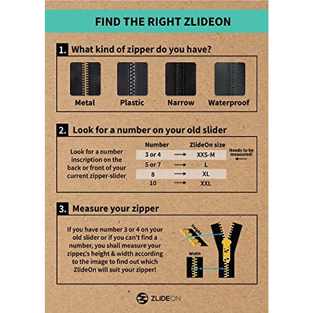 ZlideOn Zipper Pull Replacement - Black, Normal (L) - 5B - Instant Zipper Replacement Slider for Plastic Zippers