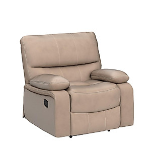 Betsy Furniture Microfiber Reclining Sofa Couch Set Living Room Set 8007 (Taupe, Recliner)