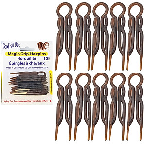 Good Hair Days Hair Pins - Plastic, U-shaped Magic Grip Hairpins, Strong Durable Pins For Fine, Thick & Long Hair, Hair Styling Accessories, Set of 10 (Tortoise Shell)