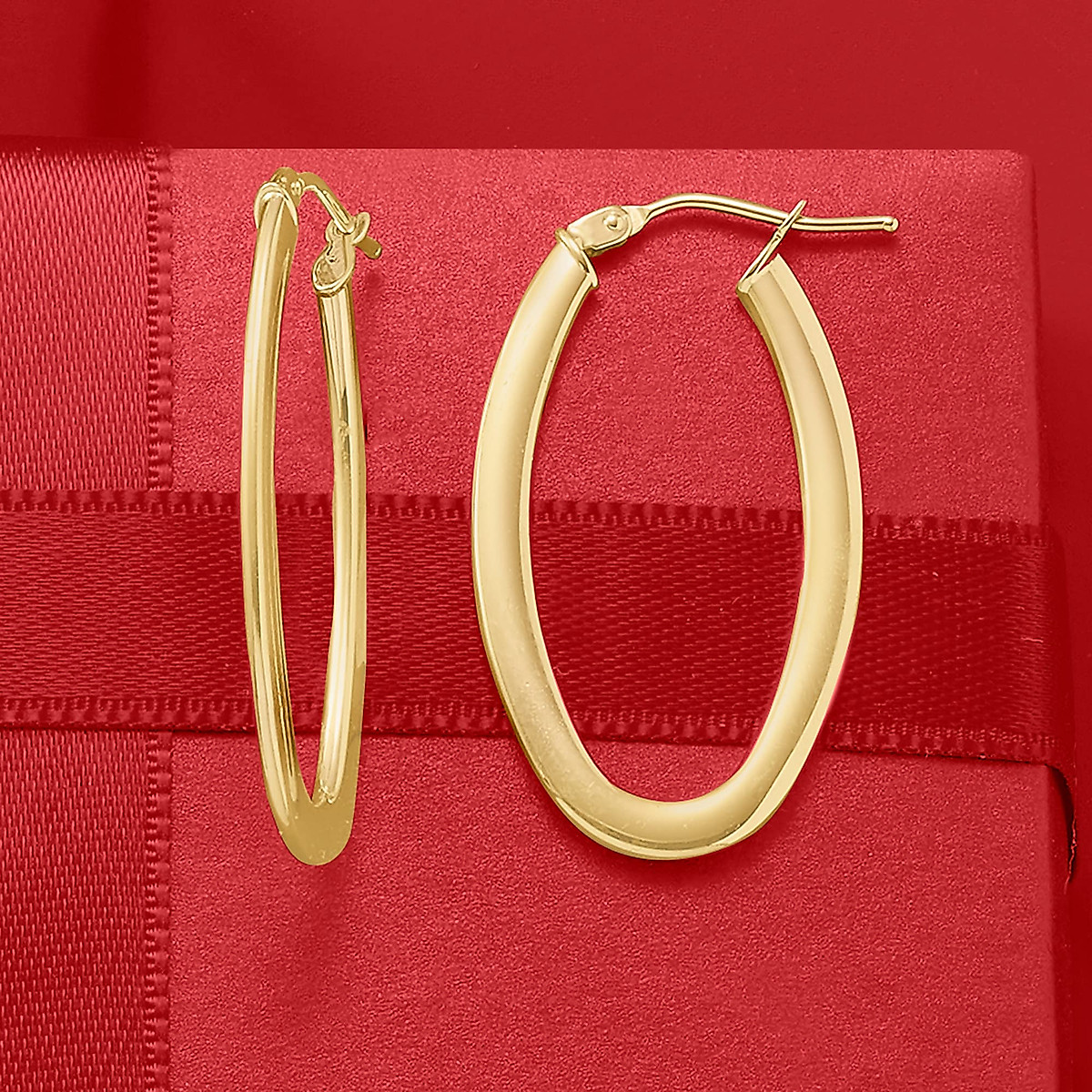 Ross-Simons Italian 14kt Yellow Gold Oval Hoop Earrings