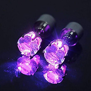 IC ICLOVER LED Earrings, Shiny Glowing LED Lighting Up Stylish Earring Studs Crown Shap Ear Drop Stud, Valentine's Day New Year Wedding Rave Dance Party Decoration Gifts for Women Men Boy Girls-Purple