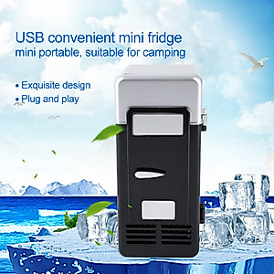 Oumij Mini USB Fridge - LED USB Refrigerator - Portable Compact Refrigerator - Drinks Beverage Cans,Refrigerator and Heater - For Home,Office, Car(Black)