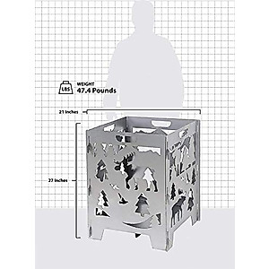 SuperHandy Incinerator Cage Fire Box Reindeer Christmas/X-Mas Tree (Develops Patina Finish) Heavy Duty Steel Large 21"x 21"x 27" inches for Burning Wood at Bonfire, Beach Pit or Backyard Gathering
