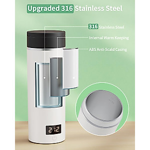 AIRMSEN Travel Electric Kettle with 6 Temperature Control, 4 Keep-Warm Modes - 500ml Portable Water Boiler Built-in 316 Stainless Steel - Mini Hot Water Kettle for Tea, Milk, Coffee - White