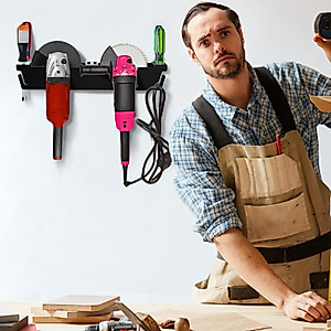 SOUJOY Angle Grinder Holders, 4 Bay Angle Grinder Stand, 2 Pack Polisher Power Tool Racks, Garage Wall Mount Bracket for Angle Grinders, Cutters, Screwdriver