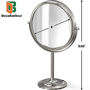 Deco Brothers Makeup Mirrors with Stand, 8 Inch Double Sided with 7X Magnification, Nickel
