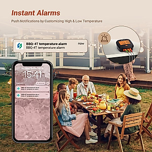 Inkbird WiFi Grill Meat Thermometer IBBQ-4T with 4 Colored Probes, Wireless Barbecue Meat Thermometer with Calibration, Timer, High and Low Temperature Alarm for Smoker, Oven, Kitchen, Drum