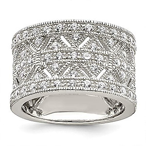 IceCarats 925 Sterling Silver Cubic Zirconia CZ Vintage Wedding Band Ring Size 6