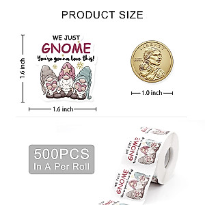 Cute Gnomes Thank You Sticker Roll,Funny We Just Gnome You’re Gnome Love This Stickers,Packaging Stickers, Mail Envelopes Shipping Stickers for Small Business,500 PCS