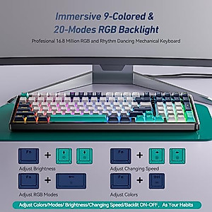 EarlyLit Hot-Swappable Mechanical Keyboard, Wired Gaming Keyboard with Numeric Pad,Quiet Gasket and Red Switches,Programmable RGB Backlit, Compact 98Keys Computer Keyboard for PC Mac Xbox Gamer