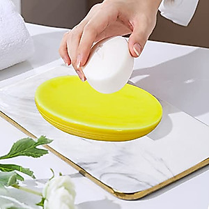 LISANEK Bathroom Accessories Set 4 Piece Ceramic Bathroom Accessories Decoration Set with Lotion Dispenser, Soap Dish,Cup,Toothbrush Holder (Yellow)