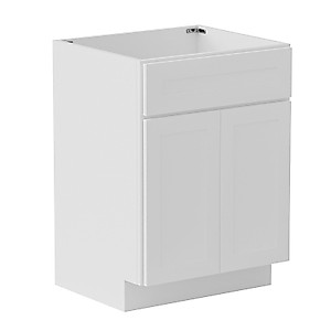 KitchenMan Bathroom Vanity Without Sink and Top 24 Inch Unassembled Bathroom Sink Cabinet not Include Handles, Double Door Bathroom Vanities for Bedroom, Living Room, Kitchen, White