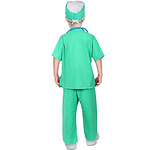 Latocos Doctor Costume for Kids Scrubs Set with Accessories Halloween Dress up Pretend Play for Boys Girls 3-10 Years