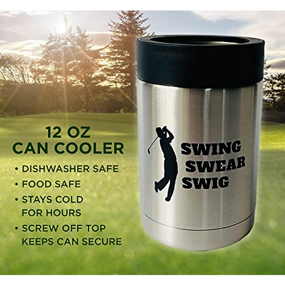Golf Can Koozie - Funny Golf Gift - Stainless Steel Coozie for Beer, Hard Seltzer, Water, Soda