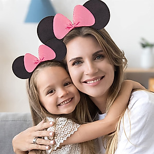 ABG Accessories Girls Minnie Mouse Ears Headbands, Set Of 2 For Mommy Me, Pink Glitter