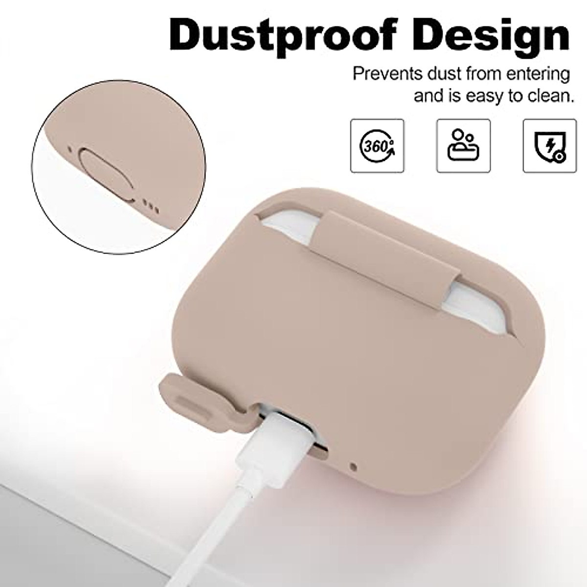 ATUAT AirPods Pro 2nd Generation Case Cover(2022), Protective Soft Silicone Skin Accessories for Men Women Boys Girls for Apple AirPods Pro Gen 2, Front LED Visible-Tan Brown