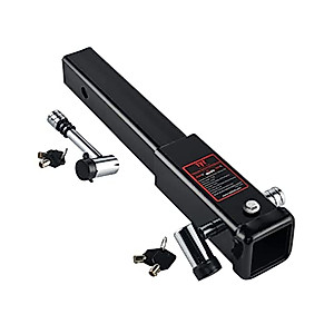 TYT 12" Trailer Hitch Extension for 2" Receiver Tube Extender, Tube Extension Receiver with 2 Sets of 5/8" Premium Hitch Pin Lock, 4000 lbs GTW / 400 lbs TW
