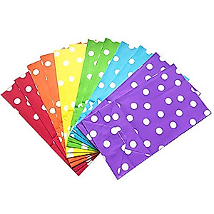 Artseen 30pcs Medium Paper Bags, 6 Colors Party Favor Goody Bag for Birthday Gift, Wedding and Party Celebrations (30 CT, 5.1 X 3.1 X 9.4 inches),with 36 pcs Colors Stickers. Polka Dot