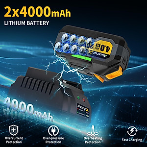 AwxryoX 1300Nm Cordless Impact Wrench, 1/2" 960Ft-lbs Brushless Heavy Duty Impact Gun with 2 X 4.0Ah Battery 6 Sockets 5"Extension Bar, Eléctrica Pistola De Impacto for Heavy Equipment & Truck Repair